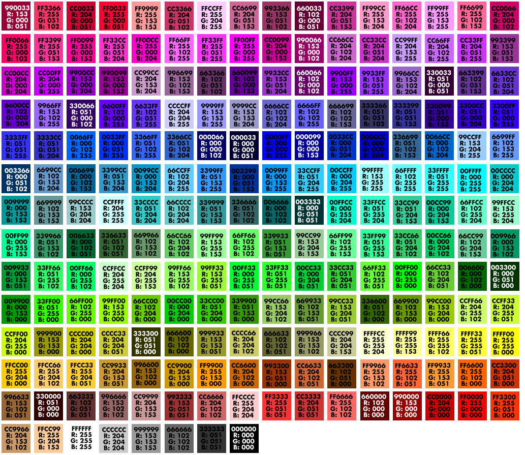 Hexadecimal Color Codes