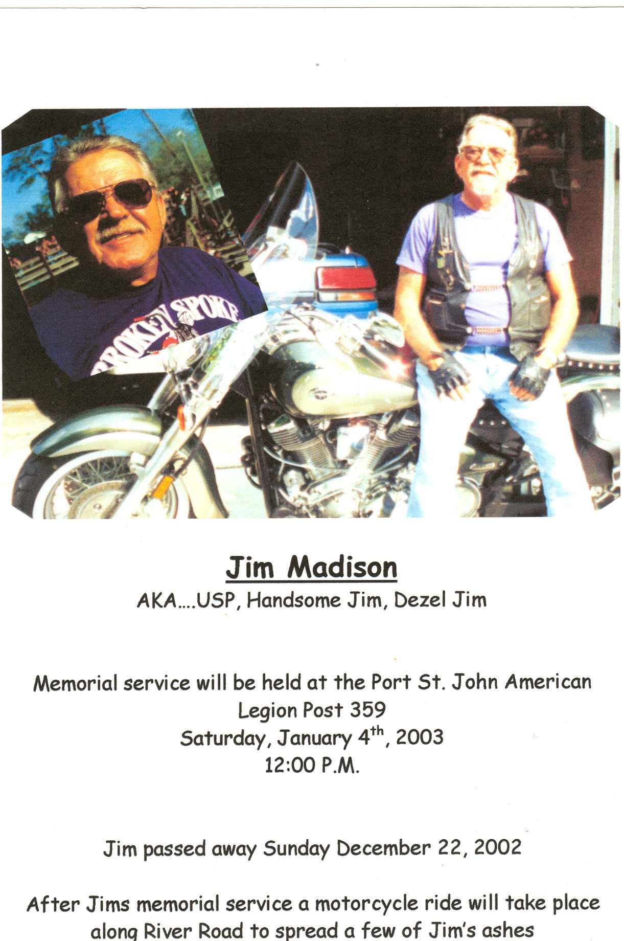Biker Memorial Page