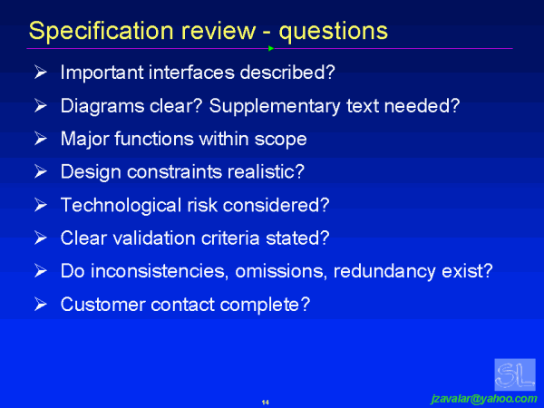 Specification review - questions