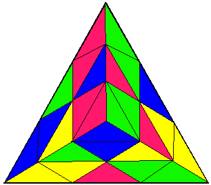Now orient all of the corners so each side only has one colored corners.