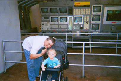 Josh and Ali in Jurassic Park area of Islands, in the Triceratops Paddock