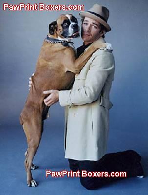 Luke Perry with his pet Boxer