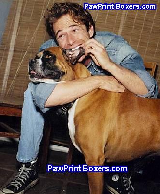 Luke Perry with his pet Boxer