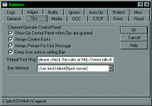 Allows you to set your Operator Preferences... your kick/ban method ...