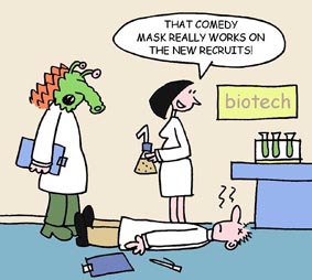 "Mike Flanagan BIOTECH cartoons,
