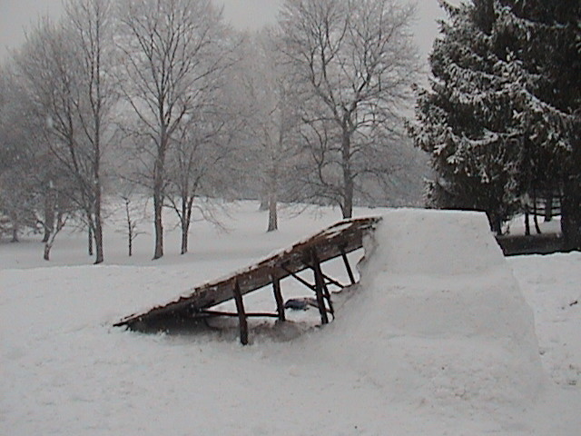 A launch ramp that we made from a folding table