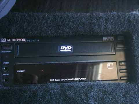 DVD Player front in carpeted box i built around it