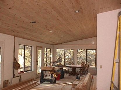 two closets there and the ceiling goes around them and it met on the ...