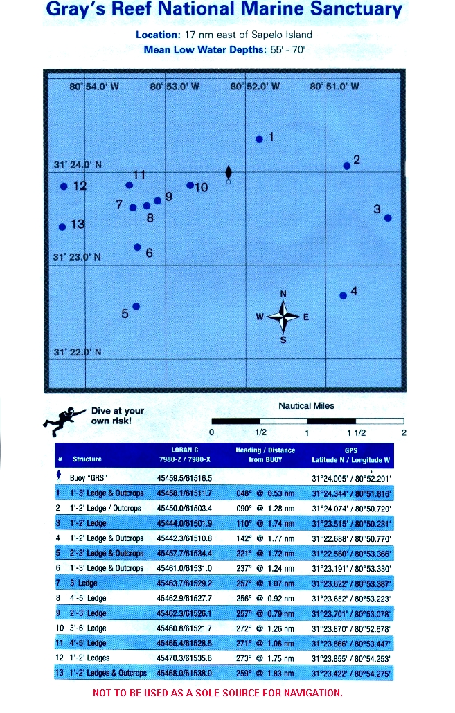 Offshore Savannah Georgia Reef's and dive charter information