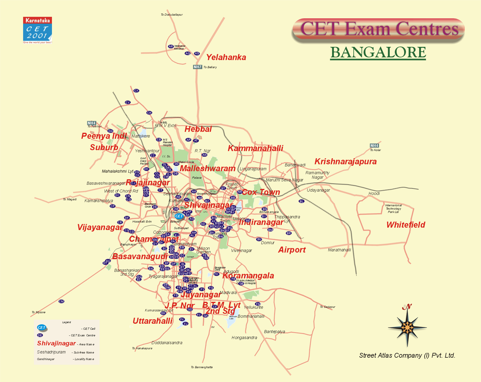 Key Map of all CET centres