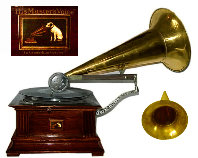 RARE REVRSE HORN GRAMOPHONE