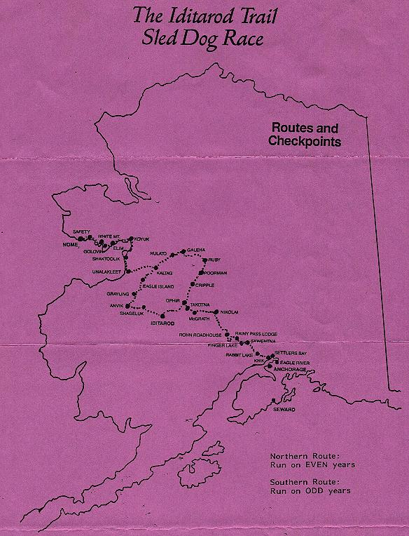 Map Of The Iditarod Dog Sled Race Routes (again, thank you to Nome ...