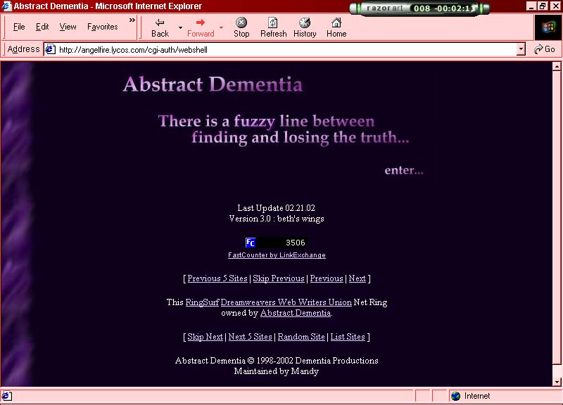 Abstract Dementia :: Site History