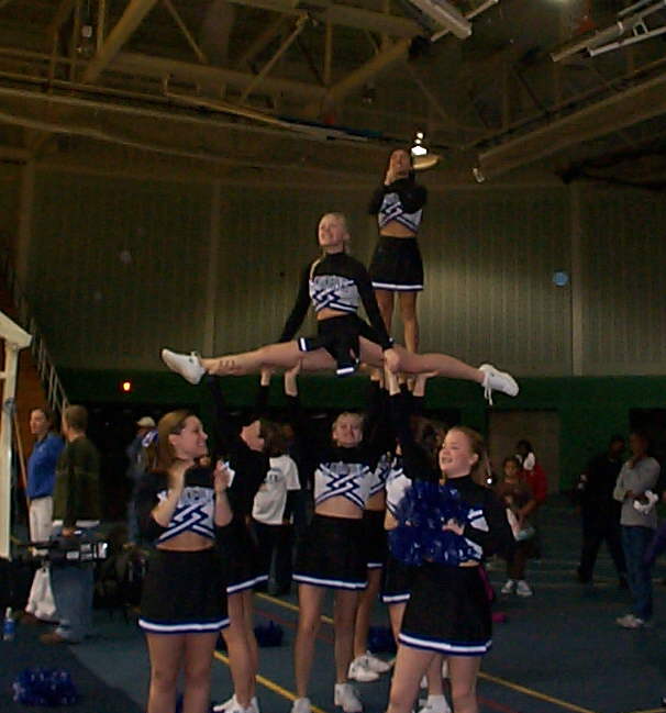 Grand Valley State University All Girls Cheer Team Mounts