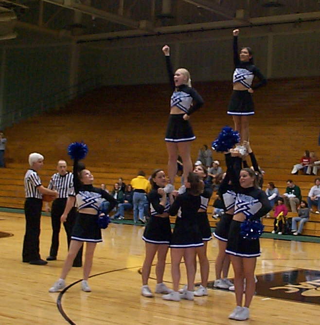 Grand Valley State University All Girls Cheer Team Mounts