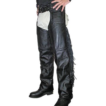 Black Leather Braided/Fringe Chaps