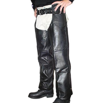 Black Leather Braided Chaps