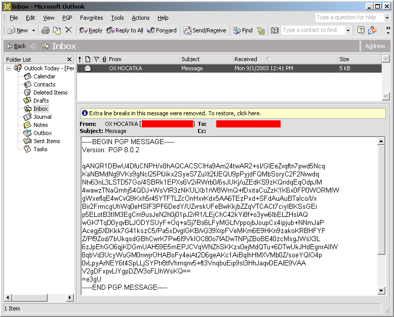 New window, containing encrypted message will popup. In this window ...