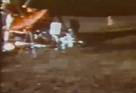 In Apollo 14, a whistle blower suddenly puts an object before the camera.