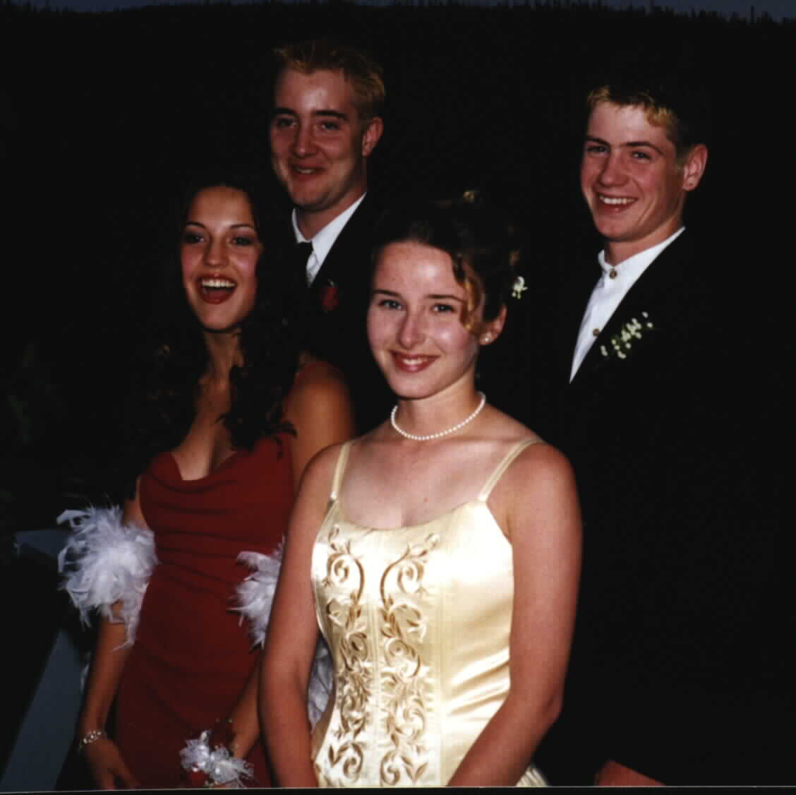 These are pictures that were taken before the prom, outside of my house ...