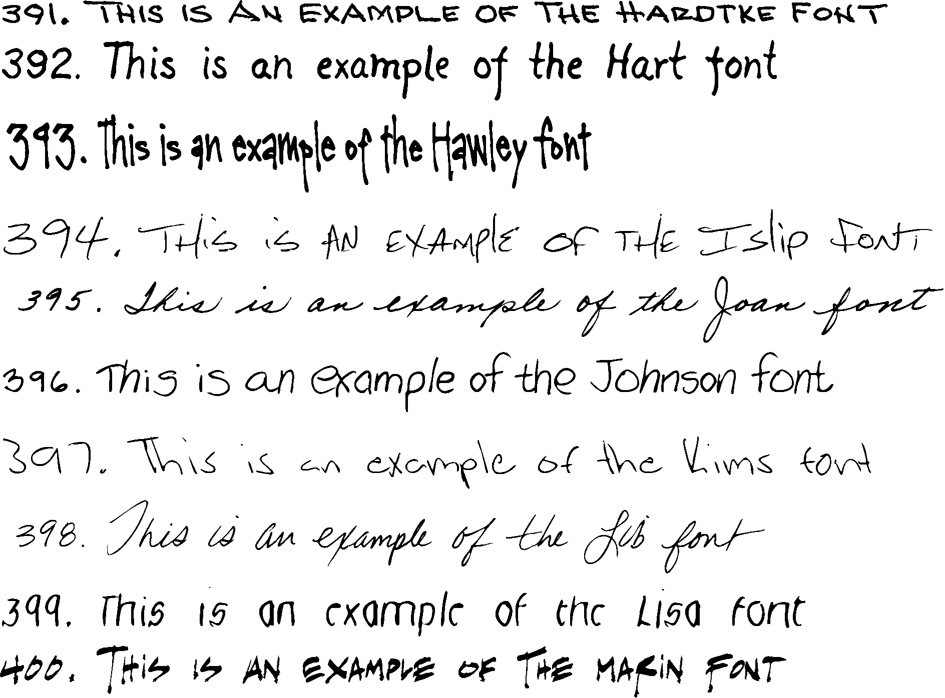 Handwriting Font Samples