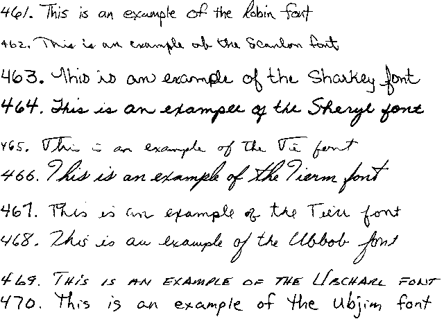 Handwriting Font Samples