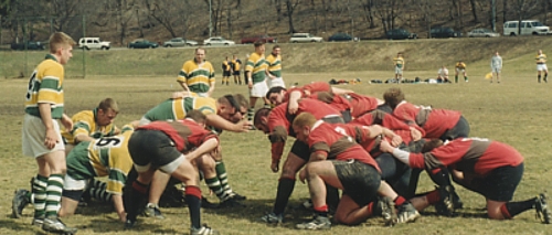 SLU Dead Cats preparing to engage in scrum at Albany