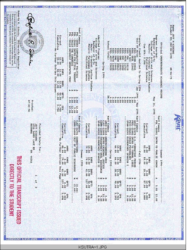 Bachelor of Arts, 1998