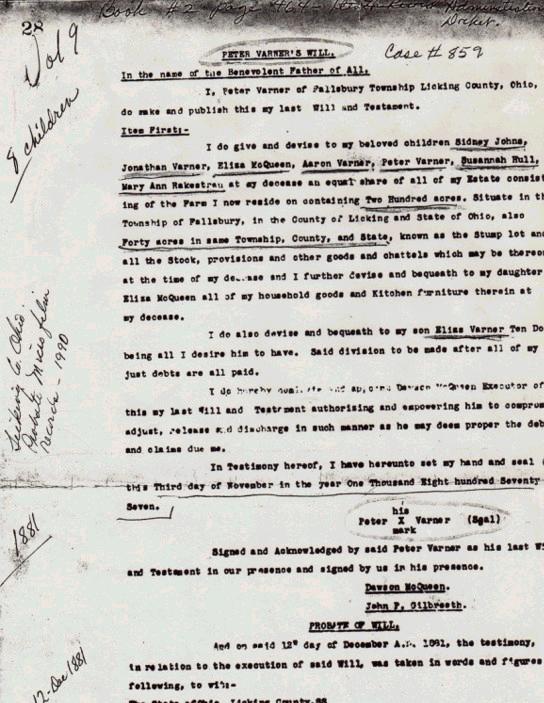 Peter Varner's Will.