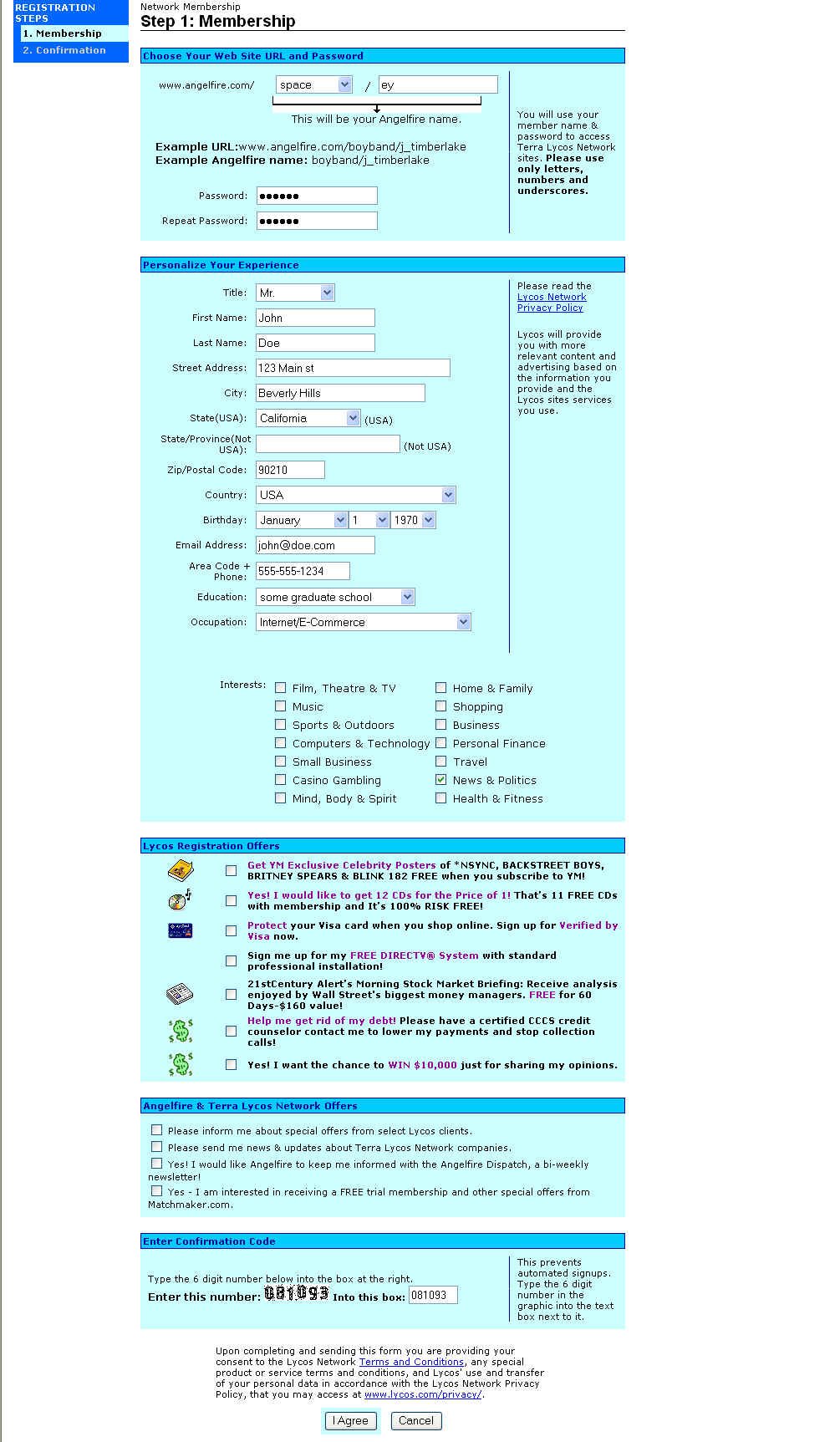 how to create a Lycos site