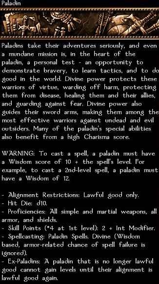 Paladin Class Info