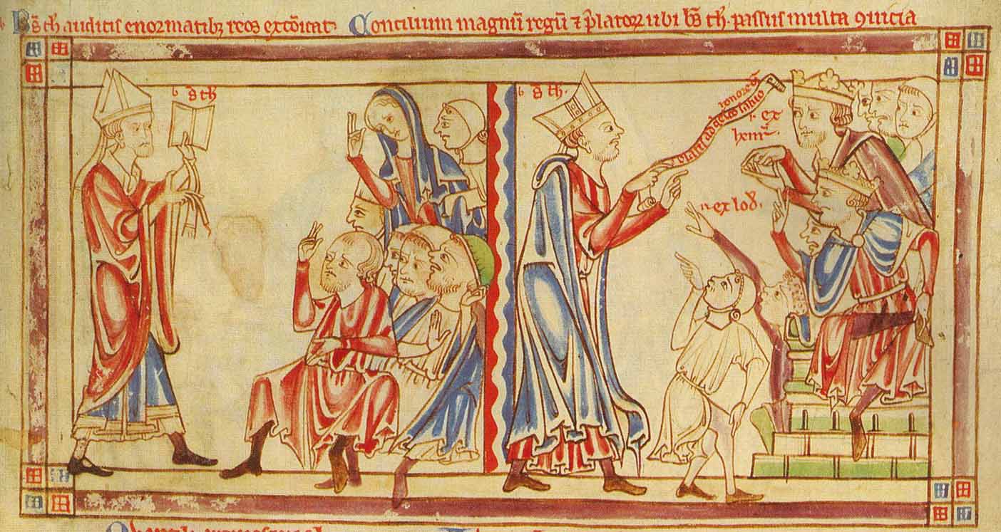 File:Becket excommunicates the guilty, and meets the kings - Becket ...
