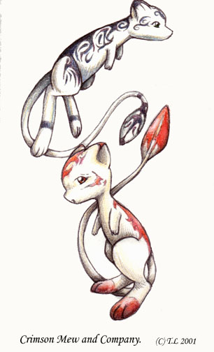Crimson Mew and his friend. Both characters © ME! No stealing!