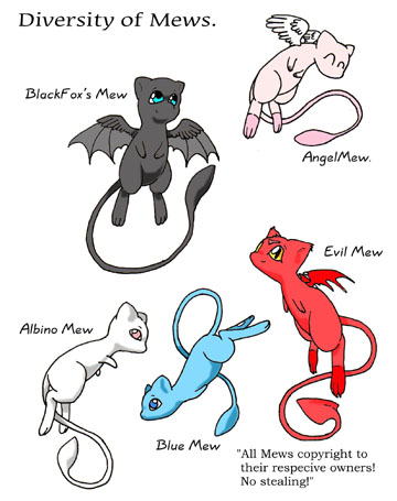 The Diversity of Mews. A collection of Mew charaters that I have met.