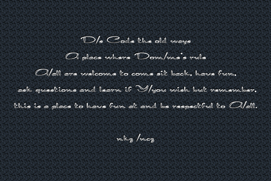 -- D/s Code -- "Where Honor still stands"