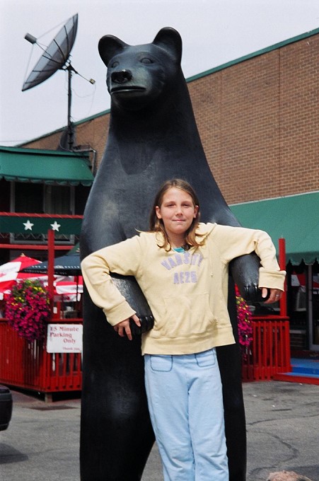 Here is Emily in Parry Sound, in the downtown part. We thought the bear ...
