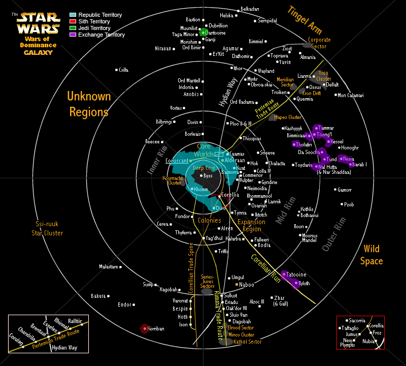 The STAR WARS: WARS OF DOMINANCE - Galaxy Map