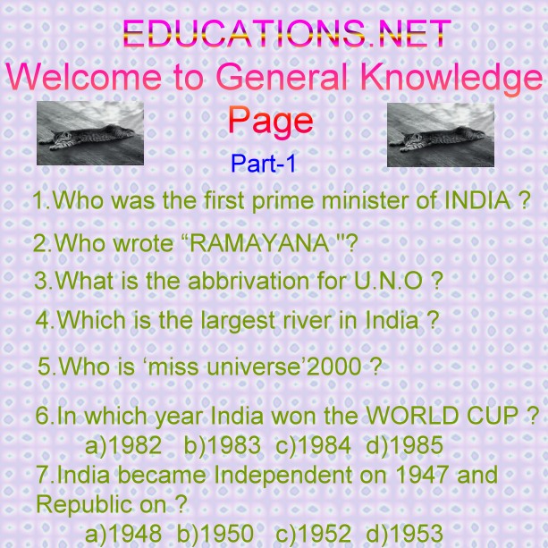 Welcome to General Knowledge page