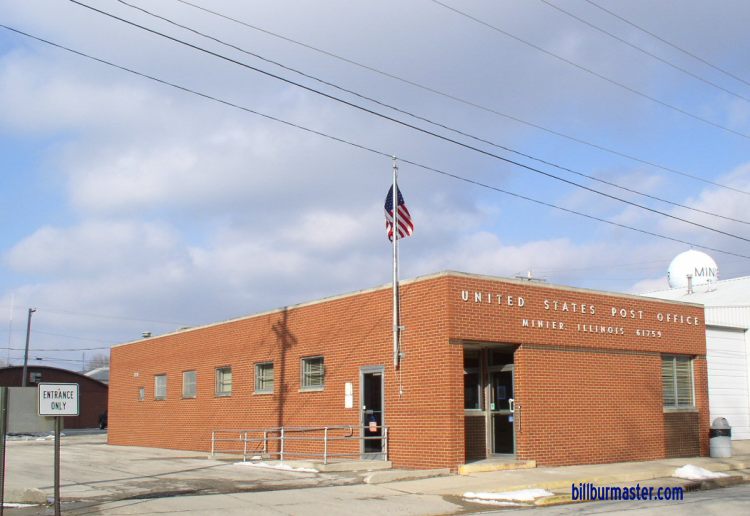 Looking north at the Minier Post Office. (February, 2008)