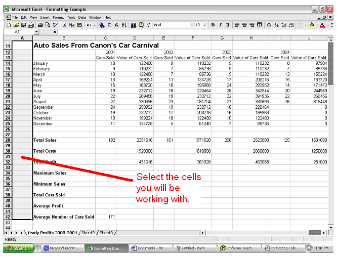 Formatting Cells to Match Data Types