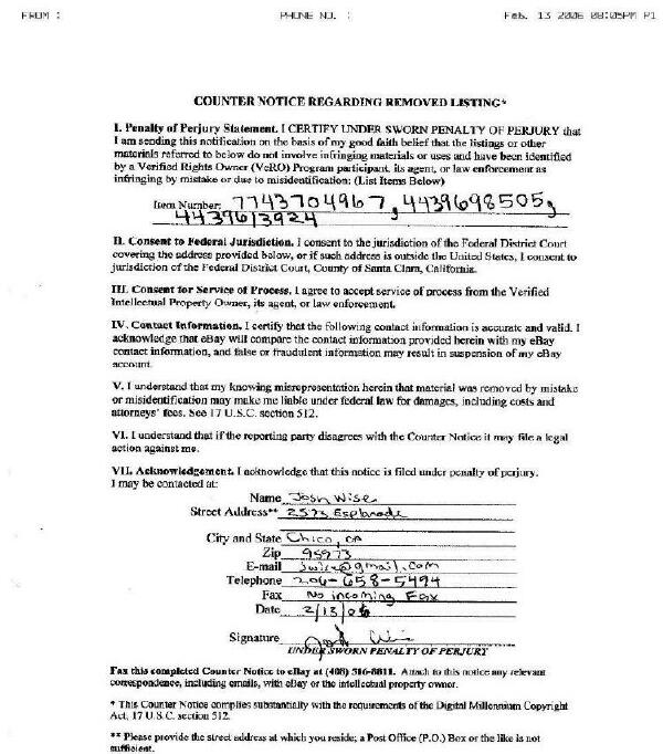 (Note that this is the same street address given for Corey Wise withthe ...