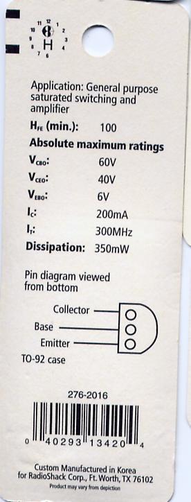 Analog's Radioshack Datasheets