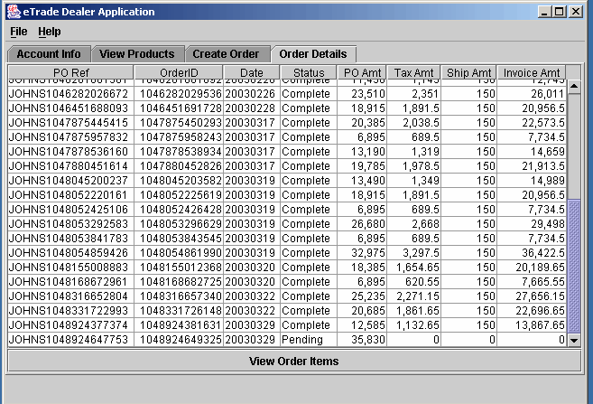 Figure-6 Screen snapshot of customer application showing the Order ...
