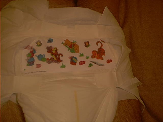 Closeup on baby's diaper.